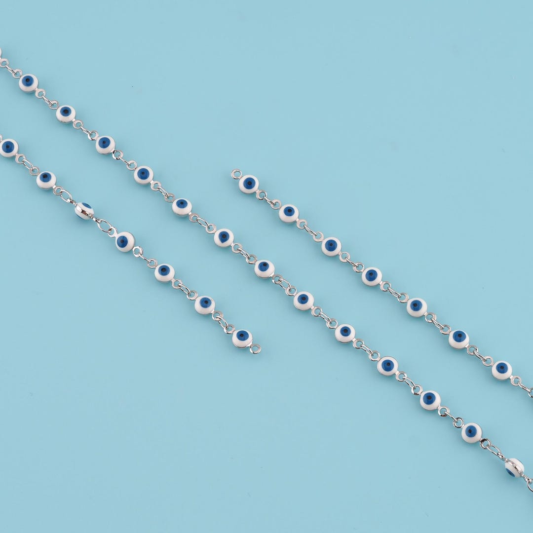 1 Meter 18K Gold Filled Enamel Evil Eye Shape Chain,evil Eye Chain,evil ...