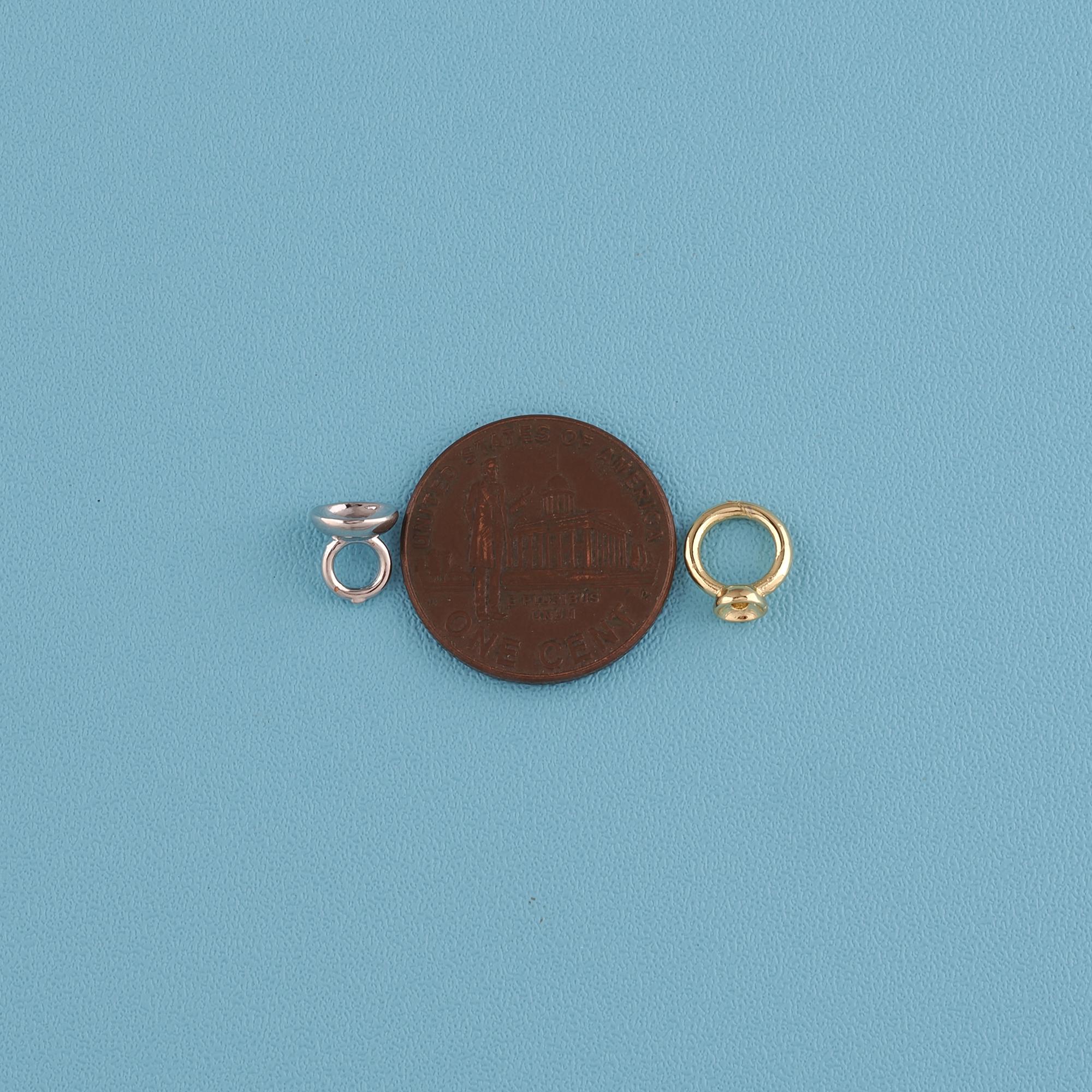 10pcs 18K Gold Filled Round Bead End Cap With Hole,caps With Rings ...