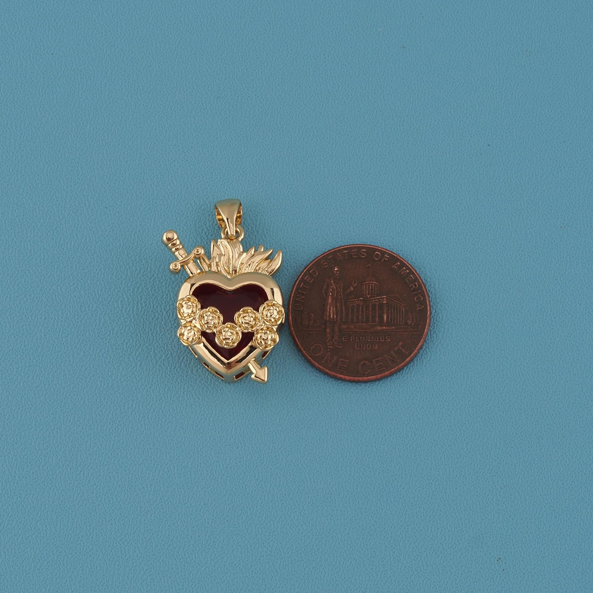 18K Gold Filled Sacred Heart Pendant,sacred Heart of Jesus Necklace ...