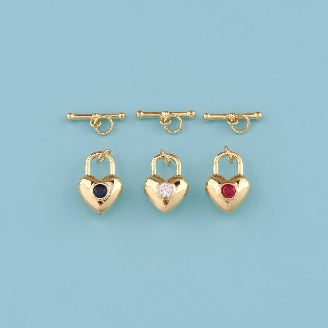 18K Gold Filled OT Clasp,heart Clasp,round Toggle Clasps Set for ...