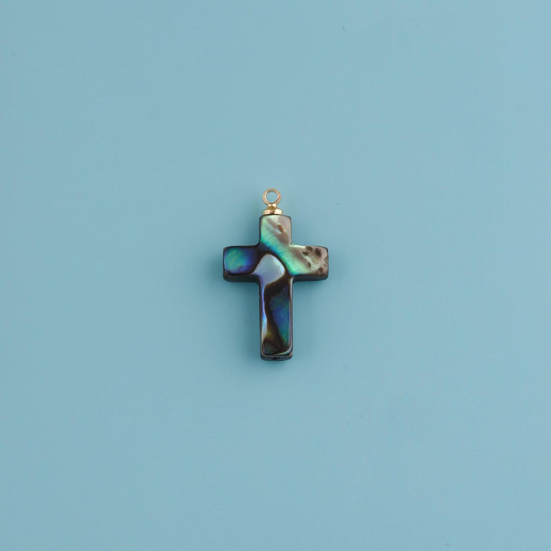 18K Gold Filled Abalone Shell Cross Pendant,natural Abalone Shell Charm ...
