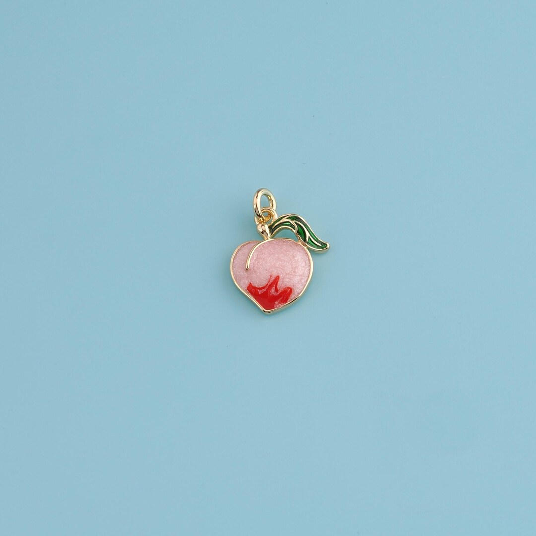 18K Gold Filled Enamel Peach Pendant,peach Pendant,fruit Charm,gift for ...