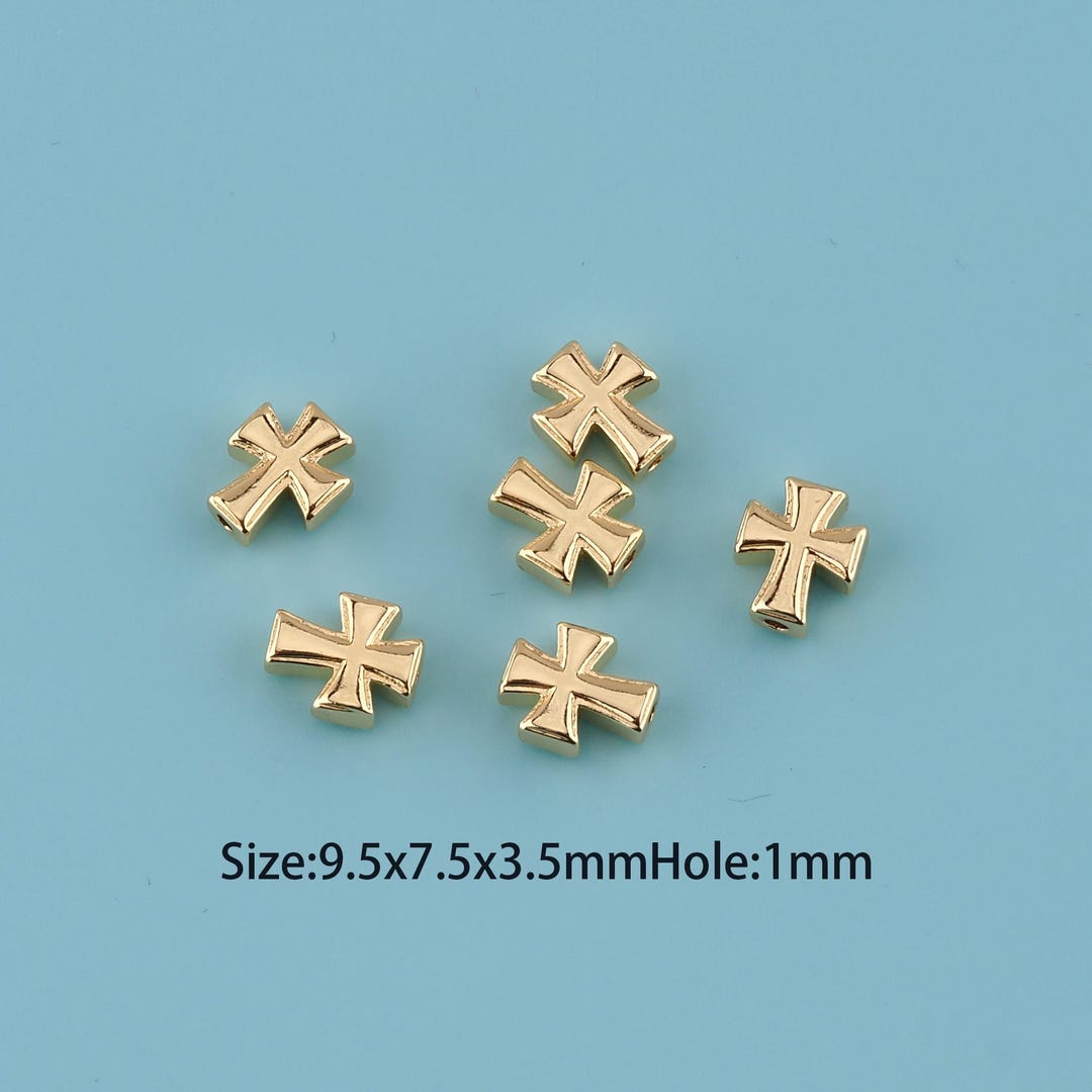 18K Gold Filled Cross Spacer Beads,cross Spacer Beads,spacer Bead Charm ...