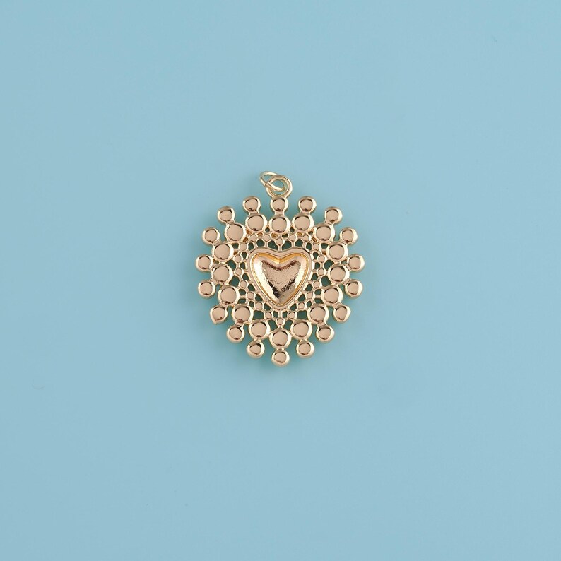 18K Gold Filled Sacred Heart Pendant, Religious Charm Necklace,diy ...