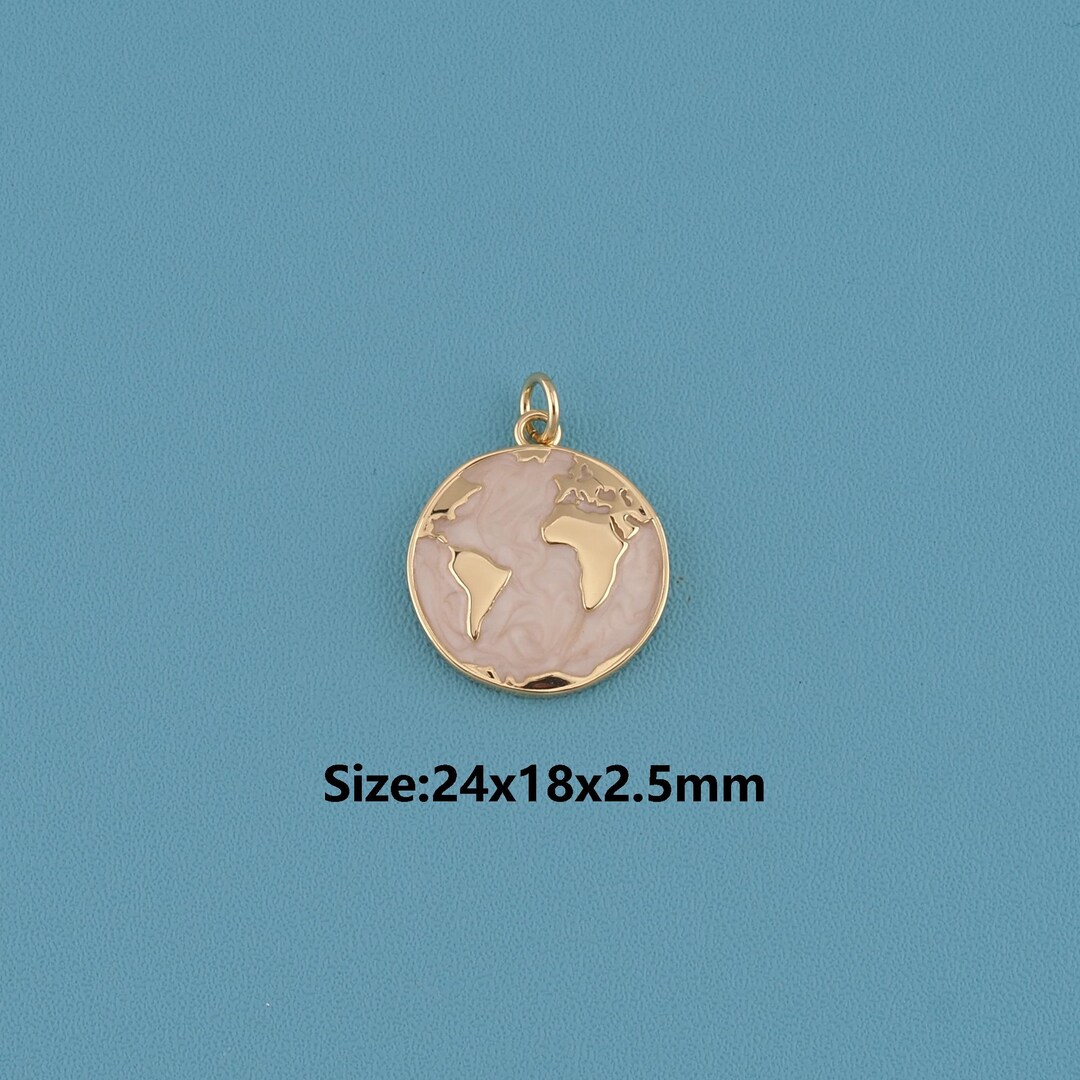 18K Gold Filled World Map Necklace,personalized Enamel World Globe ...