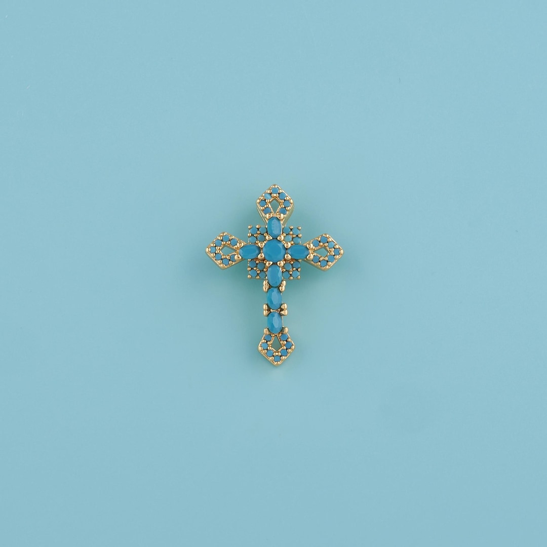 18K Gold Filled Enamel Cross Charm Pendant,special Spiritual Present ...