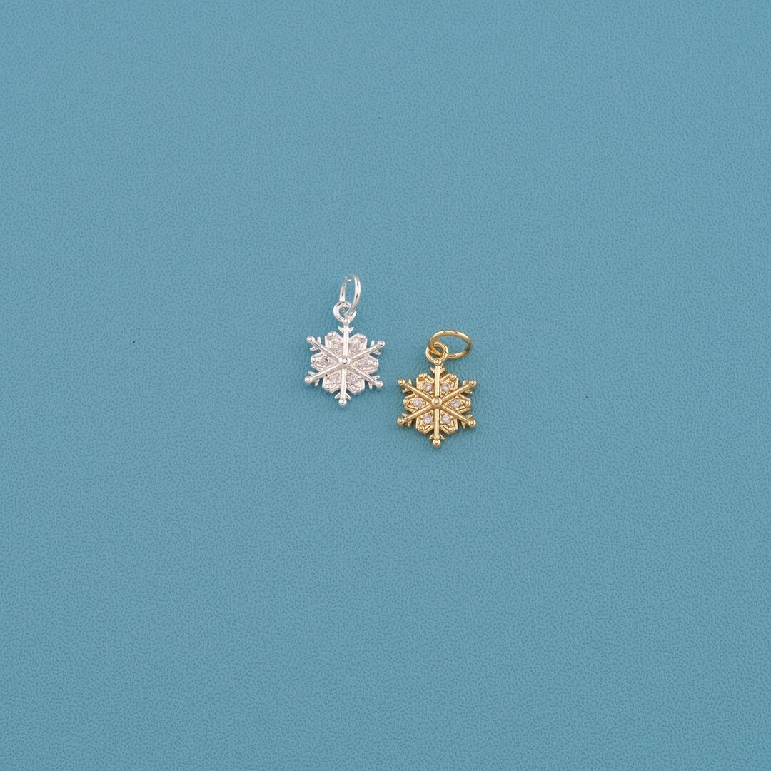 18K Gold Filled Snowflake Charms,cz Micro Pave Snowflake Charms ...