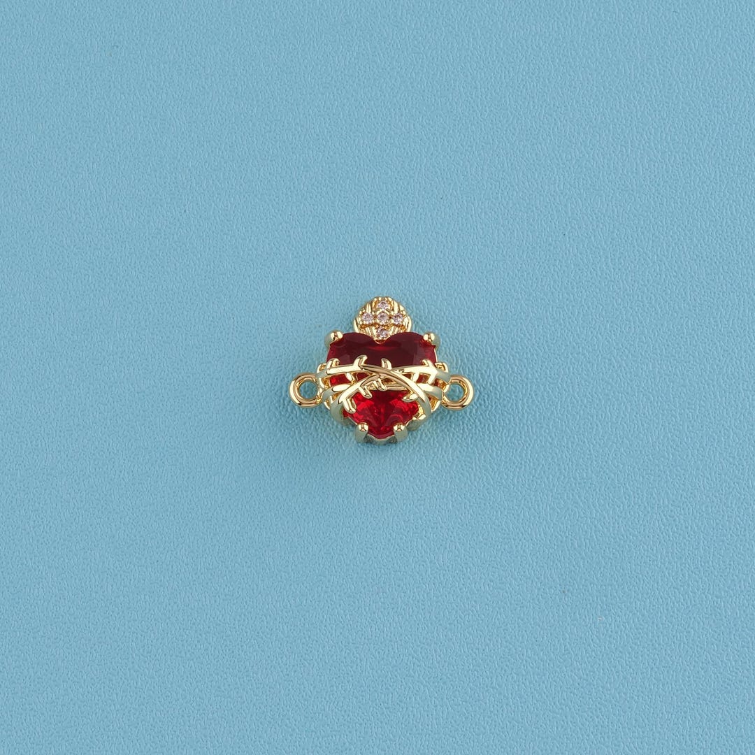 18K Gold Filled Heart Connector,cz Micro Pave Heart Connector,sacred ...