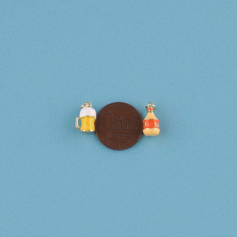 18K Gold Filled Beer Pendant,enamel Drinks Necklace,beverage Bottle ...