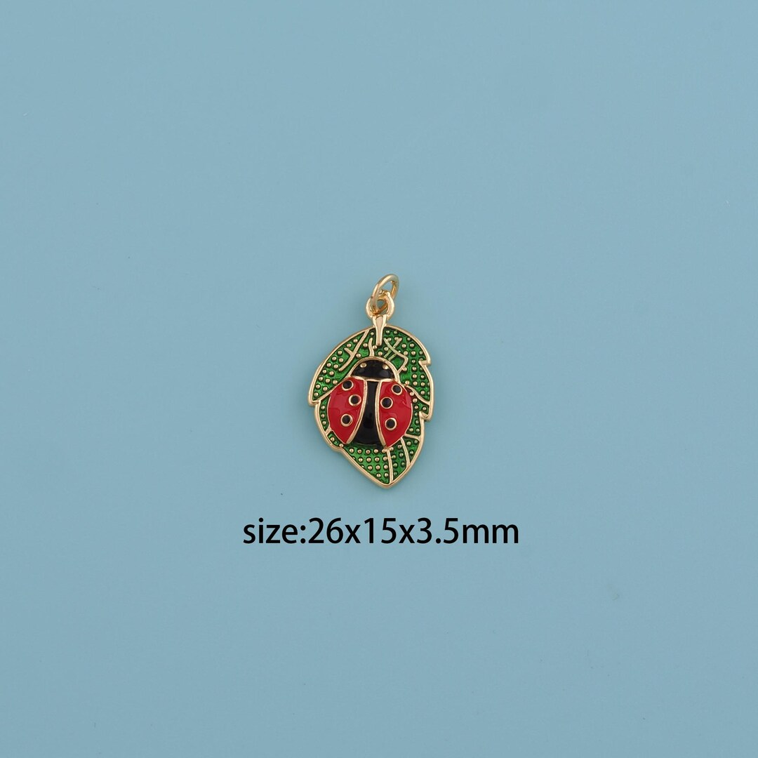 18K Gold Filled Enamel Ladybird Pendant,beetle Necklace, Insect Charms ...