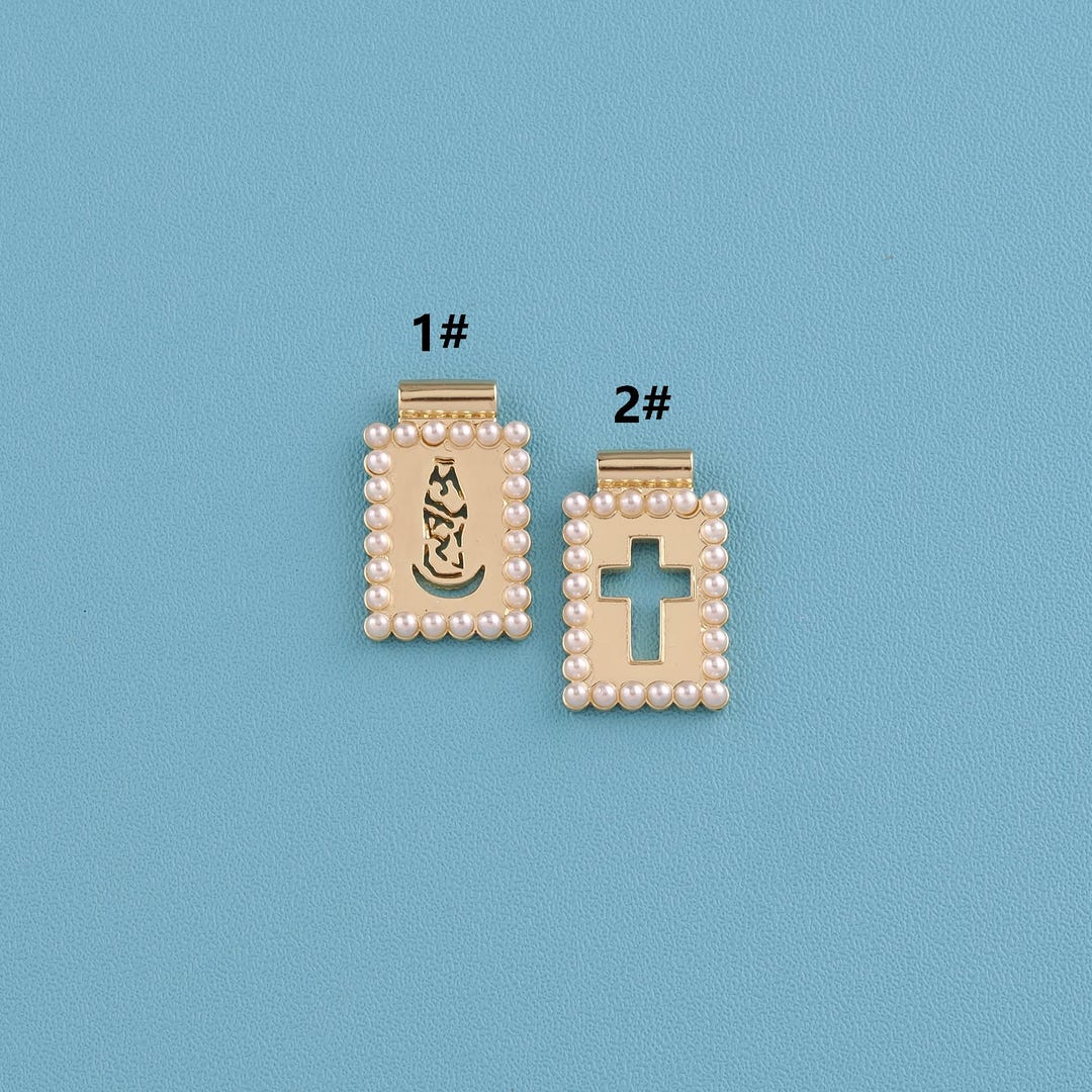 18K Gold Filled Rectangular Religious Charm,rectangular Cross Pendant ...