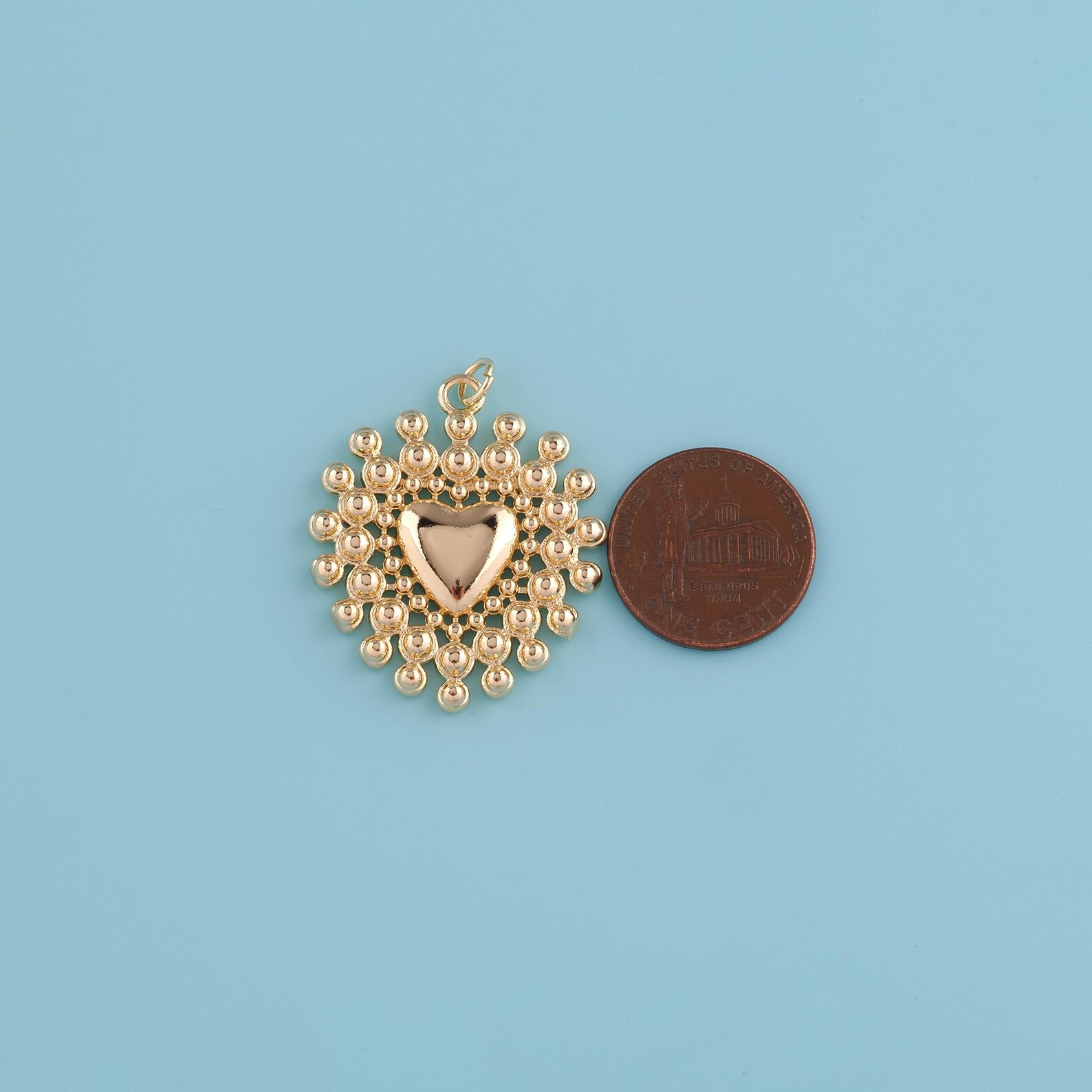 18K Gold Filled Sacred Heart Pendant, Religious Charm Necklace,diy ...