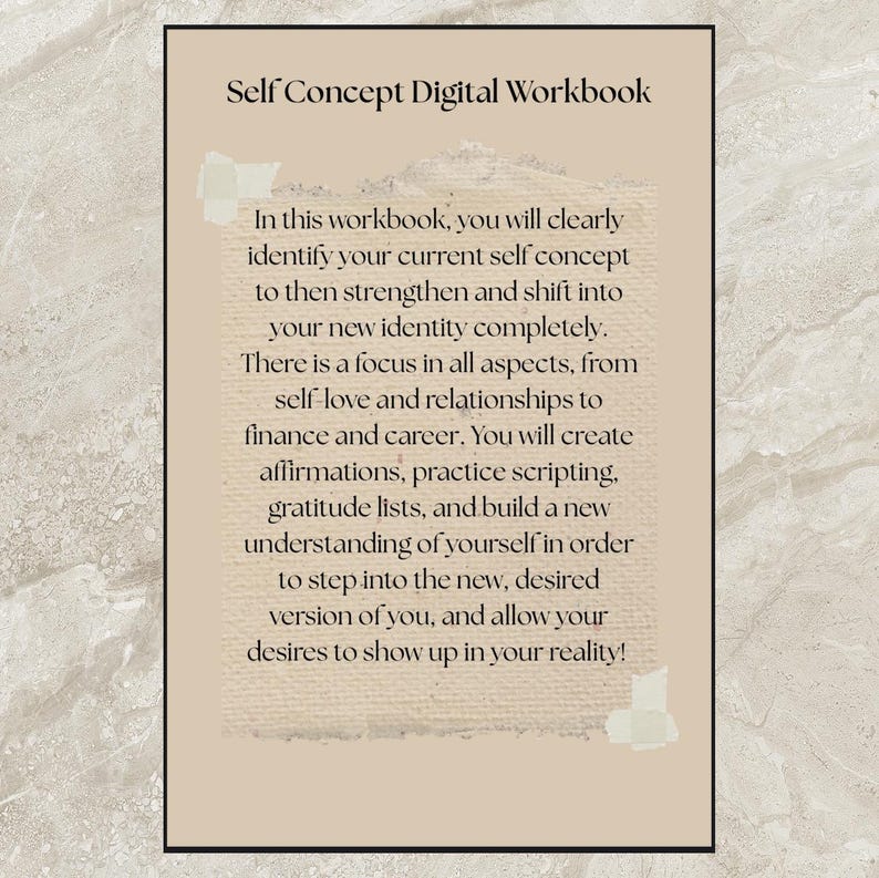 PRINTABLE: Self Concept Digital Workbook - Etsy