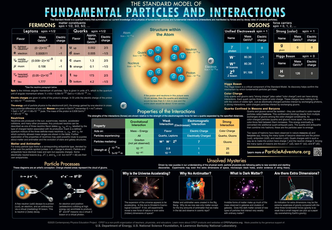 Fundamental Particle Chart, Quarks, Leptons, Higgs Boson - Etsy