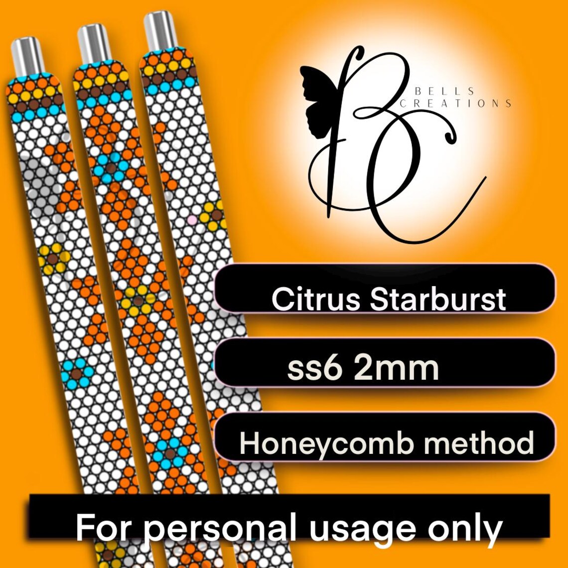 Citrus Starburst Diamond Painting Pen Template, Rhinestone Pattern (PDF ...