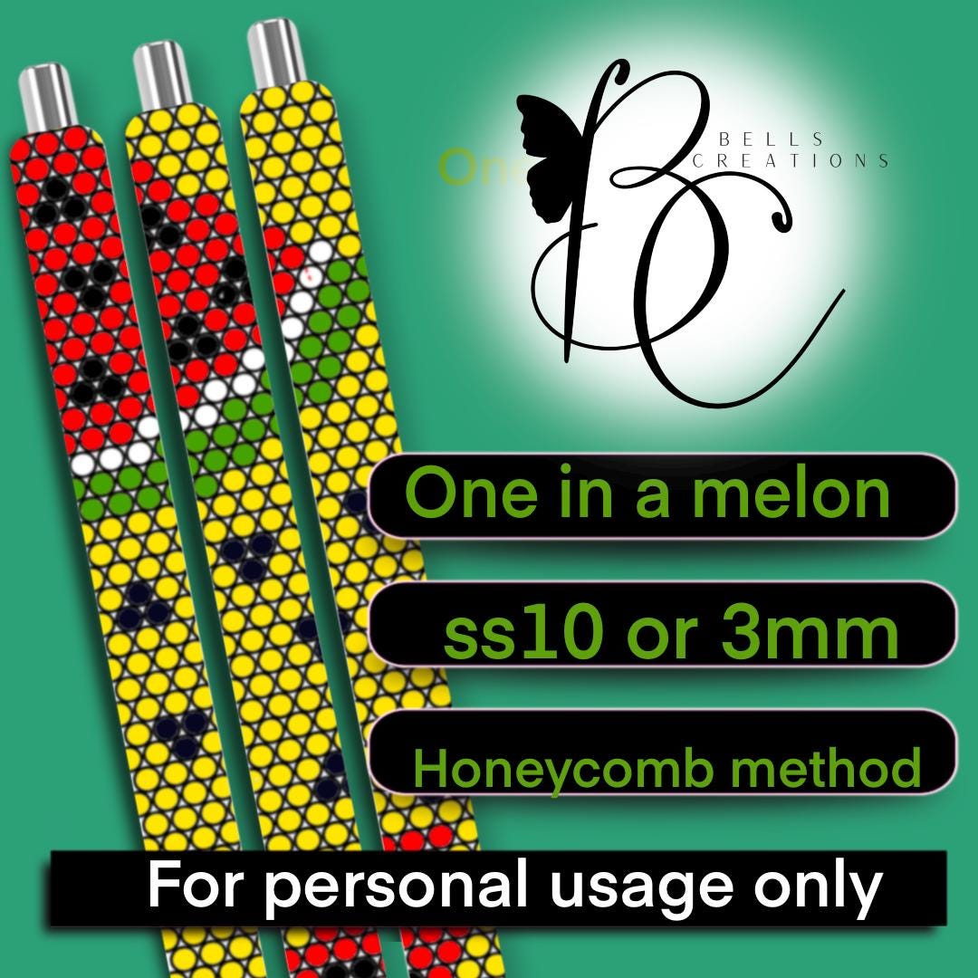 Rhinestone Pen Template, One in a Melon, Flatback Rhinestone Pattern ...