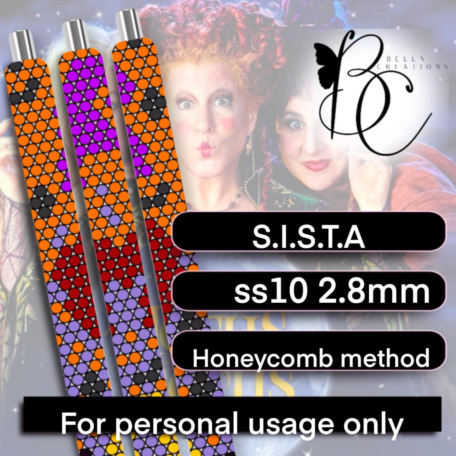 Rhinestone Pen Template, Sists Flatback Rhinestone Pattern, Digital ...