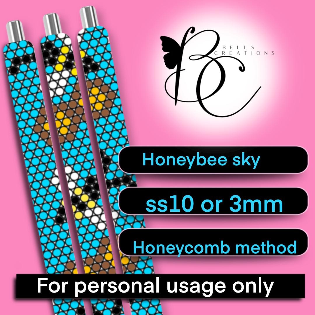 Rhinestone Pen Template, Honeybee Sky, Flatback Rhinestone Pattern ...