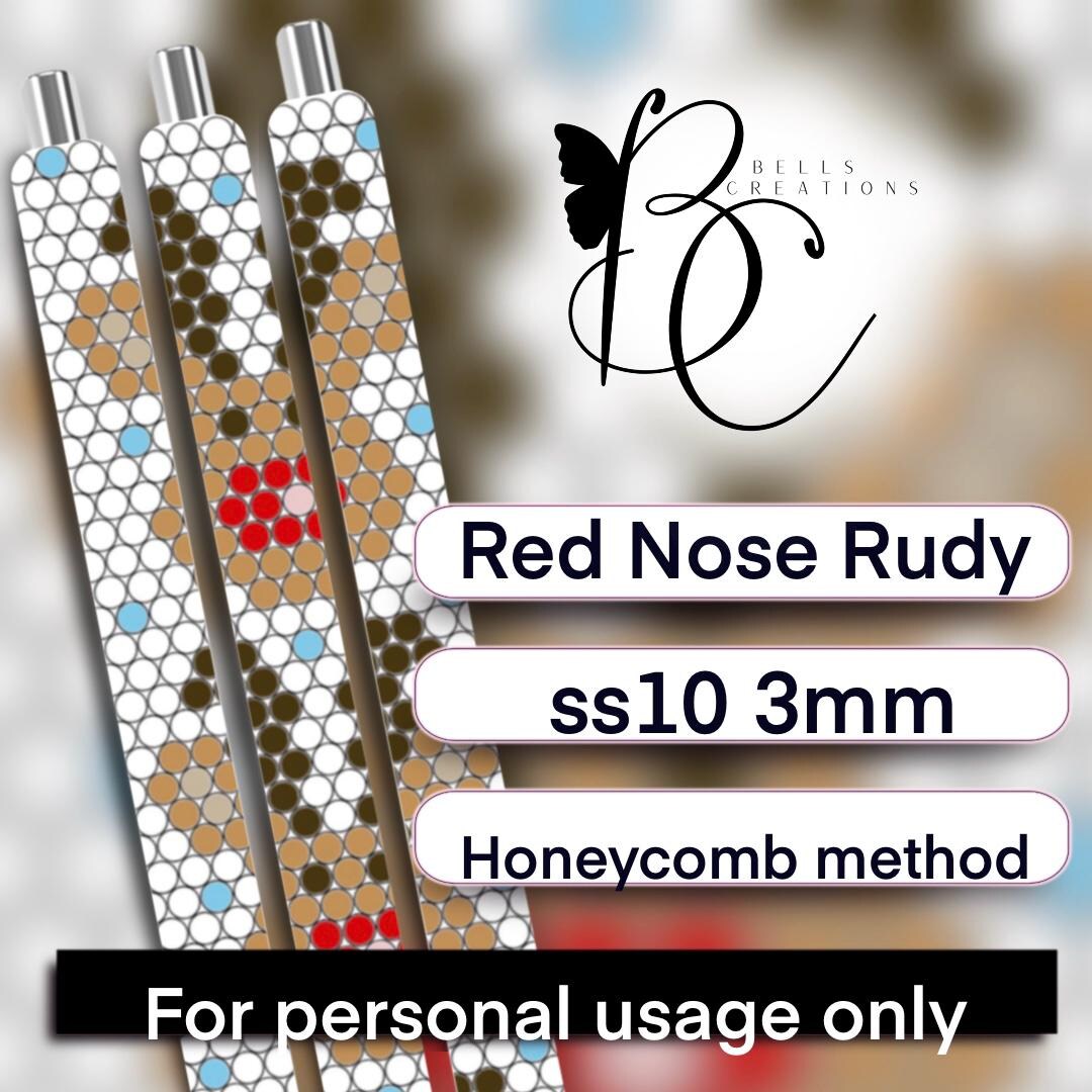 Red Nose Rudy, Template, Flatback Rhinestone Pattern, Digital Patterns ...