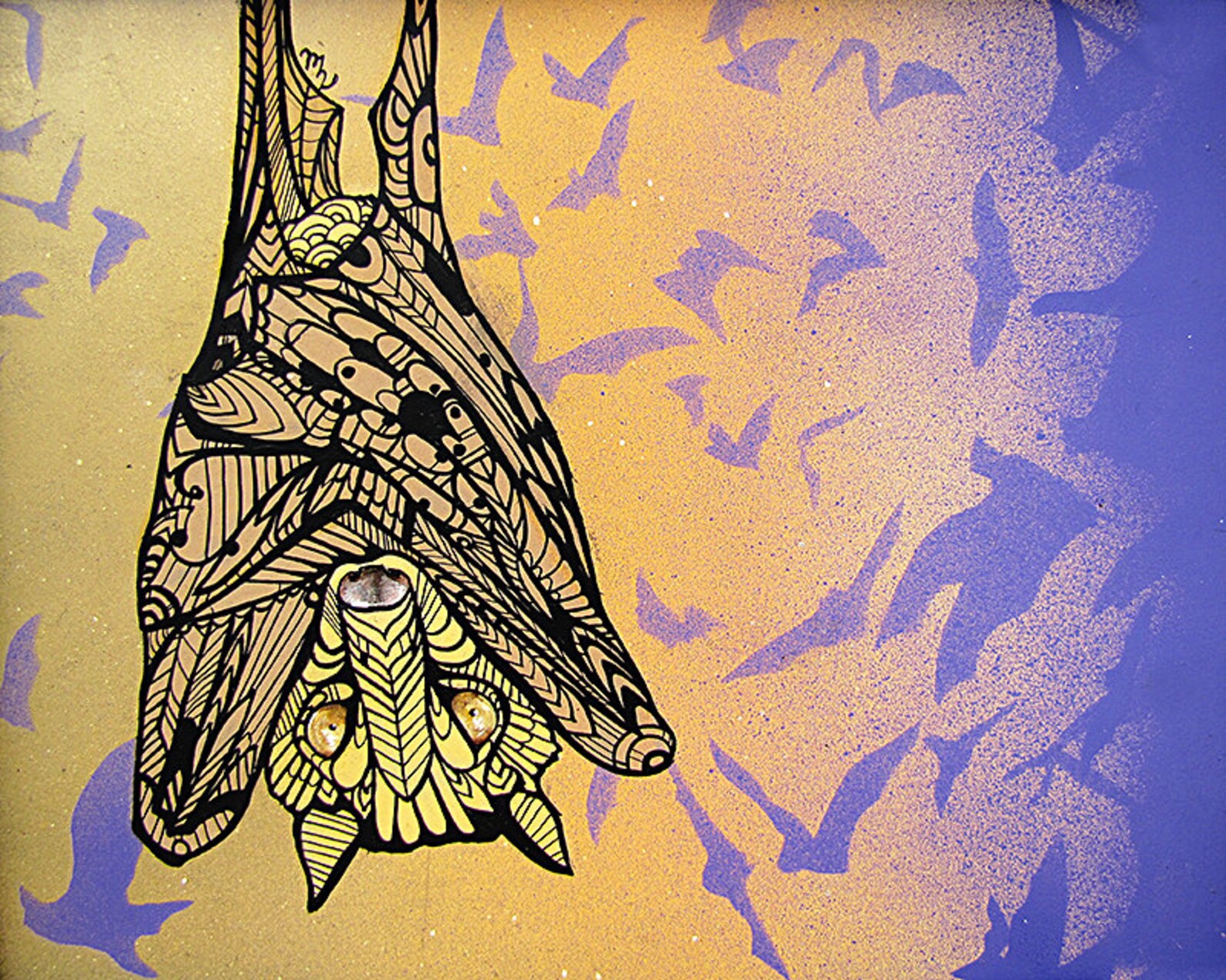 Bat Art Tangle Print Zentangle Inspired - Etsy