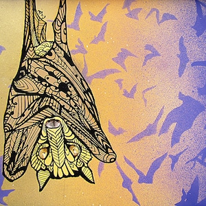 Bat Art Tangle Print Zentangle Inspired - Etsy