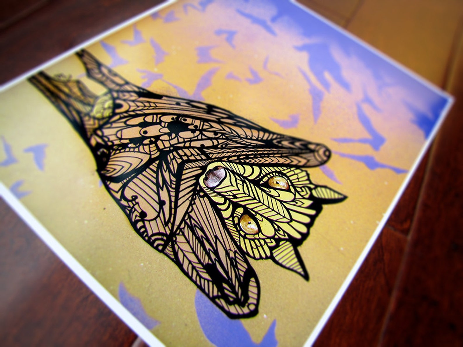 Bat Art Tangle Print Zentangle Inspired - Etsy