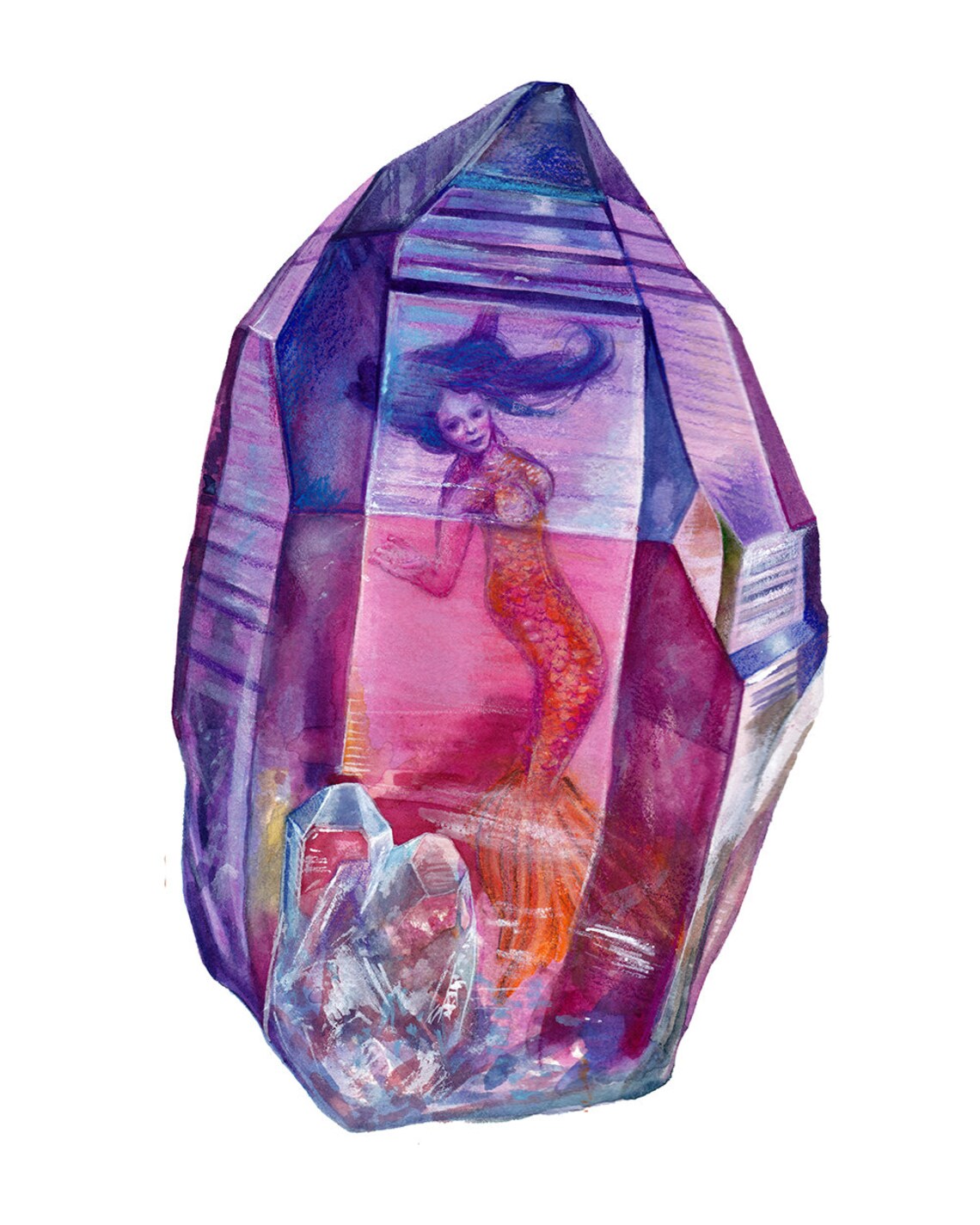 Aura Atargatis Mermaid Crystal Surreal Watercolor Art Print - Etsy