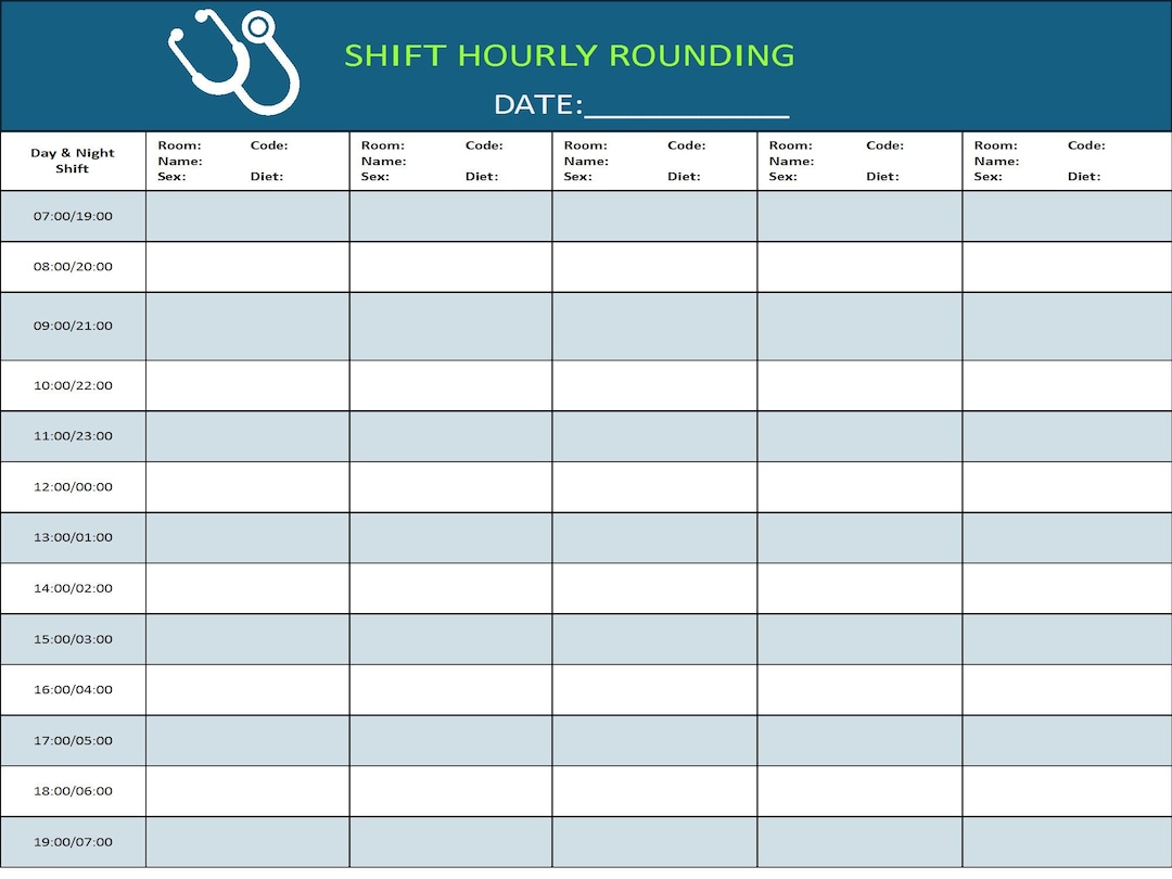 Shift Hourly Patient Rounding Planner - Etsy