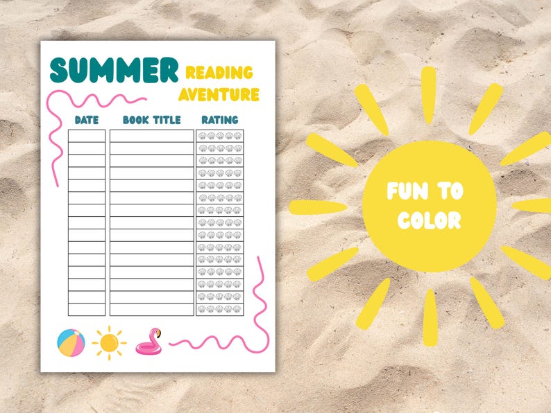 Summer Reading Tracker, Printable PDF for Kids, Instant Digital ...