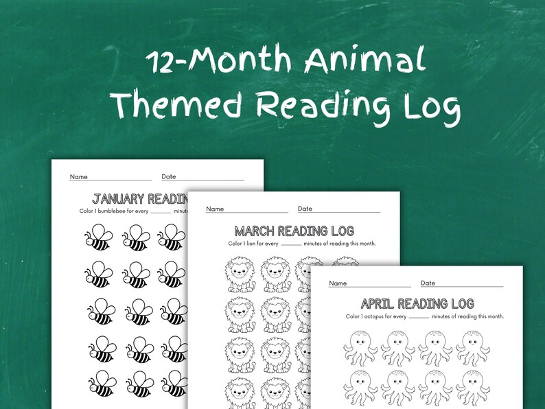 Animal Theme Reading Log | Kids Printable Tracker (PDF) - Etsy Canada