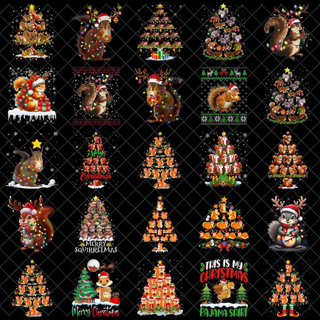Squirrel Christmas Hat Santa Png, Squirrels Lover Xmas Png, Squirrel ...