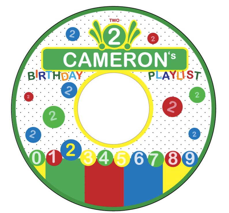 Primary Colors Birthday Party Playlist Custom CD Label | Etsy