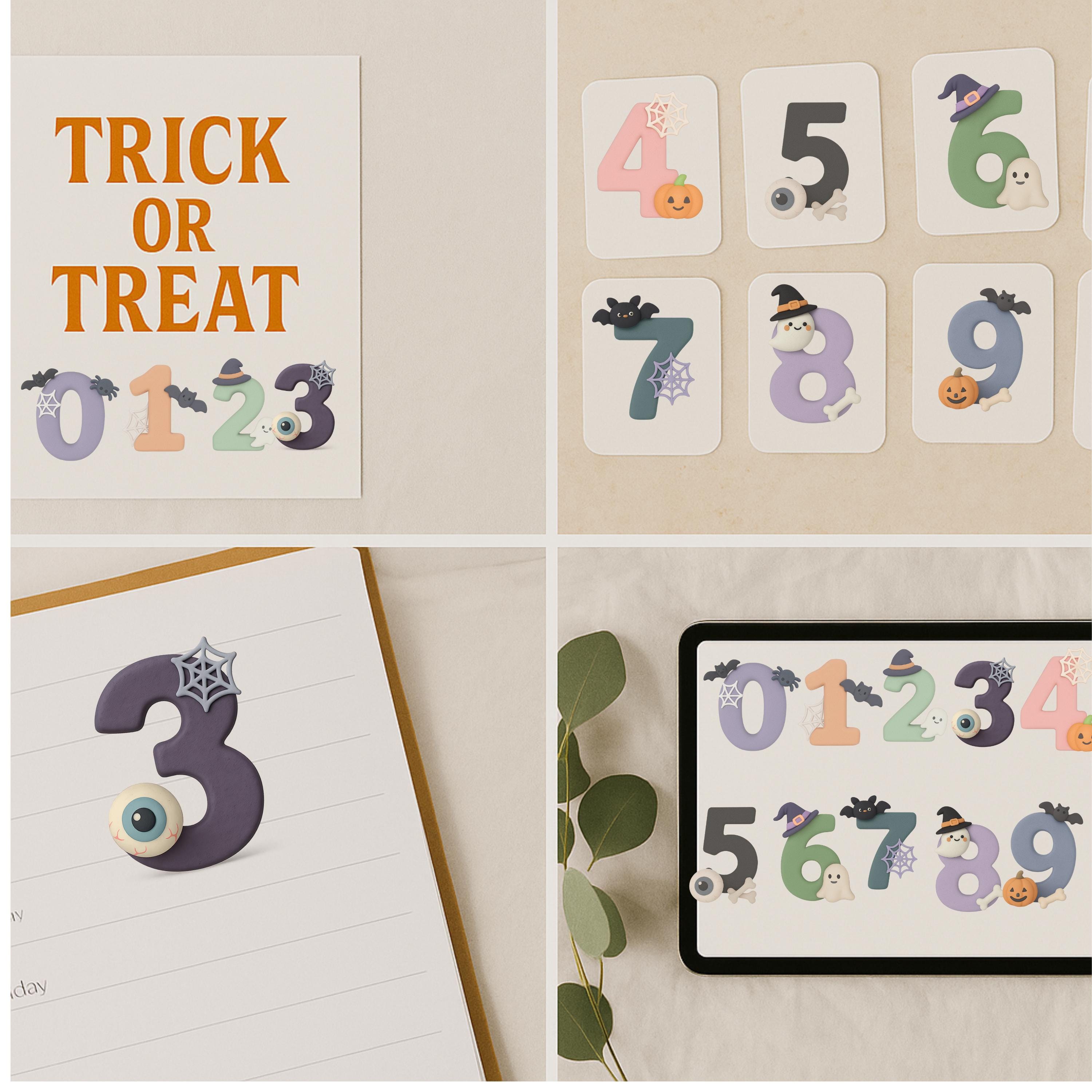 Halloween Numbers Clipart | Pastel Cute PNG 0–9 | Digital Download ...
