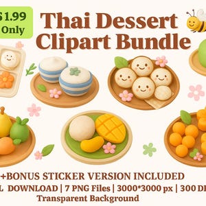 Thai Desserts Clipart Set – Cute Traditional Sweets PNG – Transparent ...
