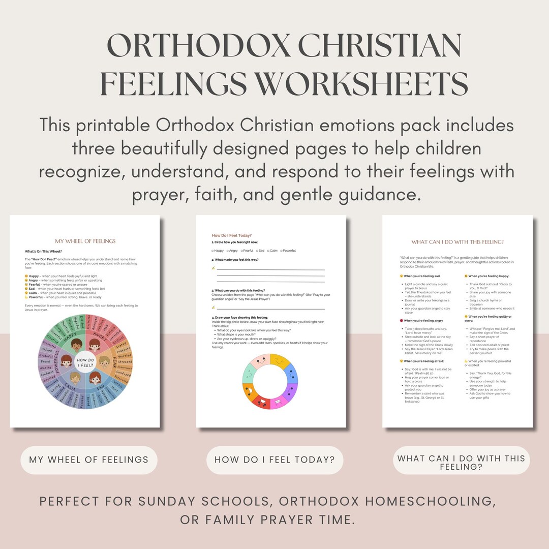 Orthodox Christian Feelings Worksheets | Emotional Regulation for Kids ...