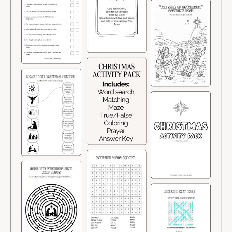 Orthodox Christmas Activity Pack for Kids | Nativity Worksheets ...