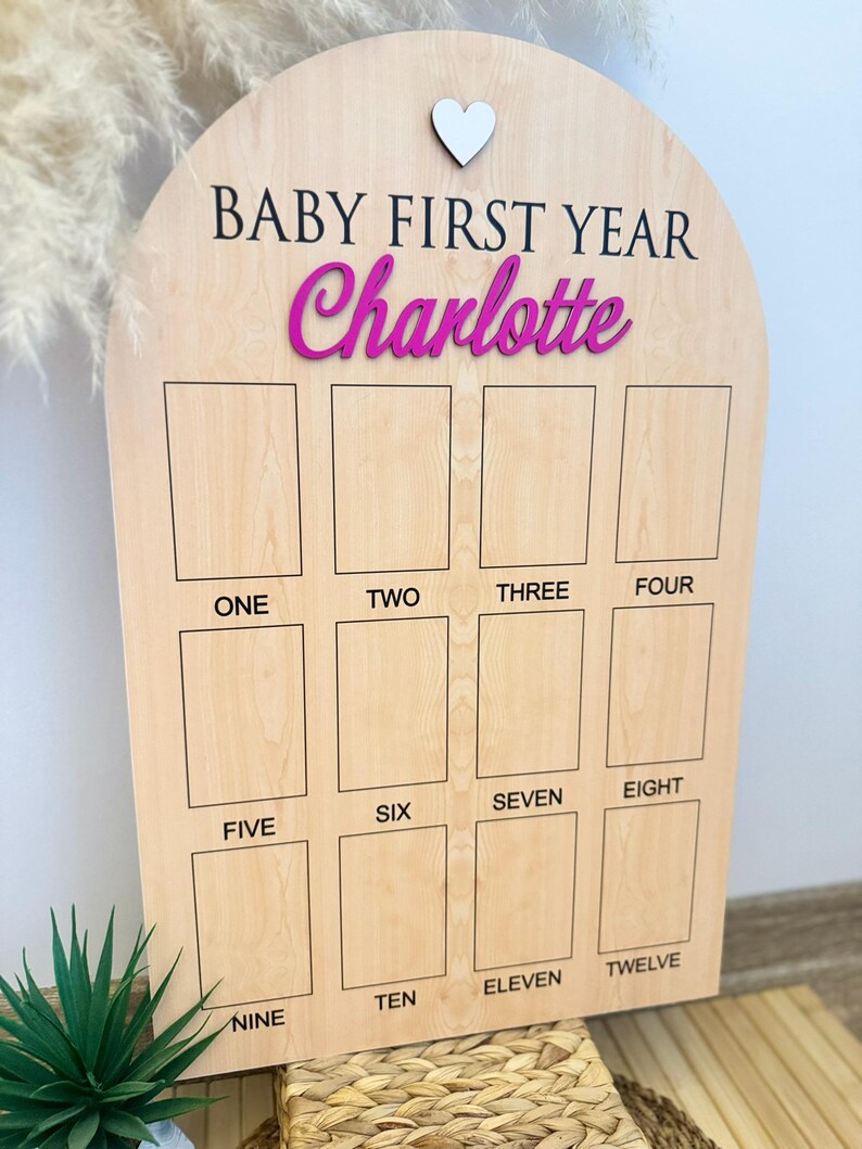 Personalized First Birthday Photo Board: 12 Month Milestone Keepsake - Etsy