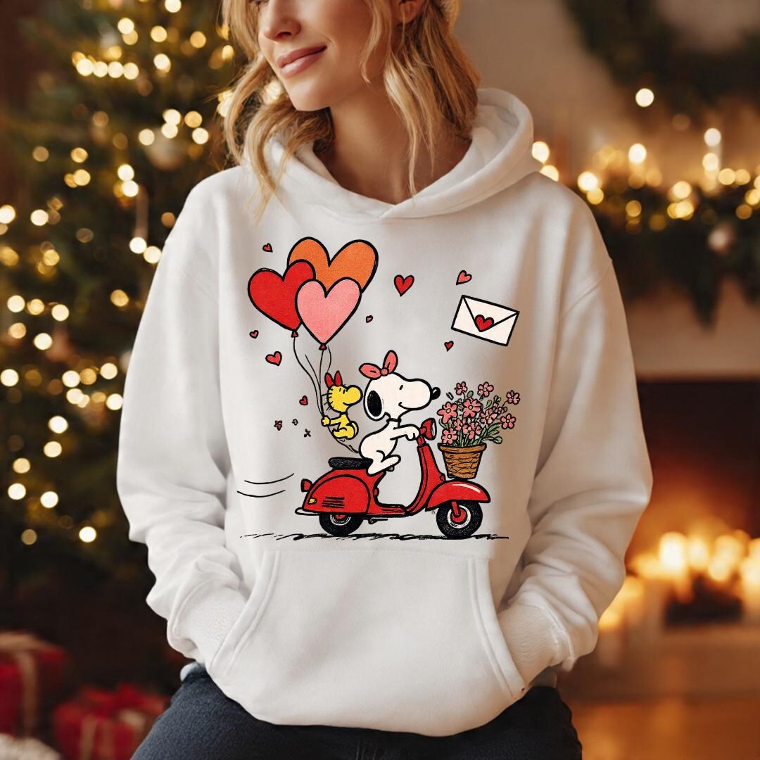 Snoopy Valentine Scooter PNG Hearts Balloons | Peanuts Woodstock ...
