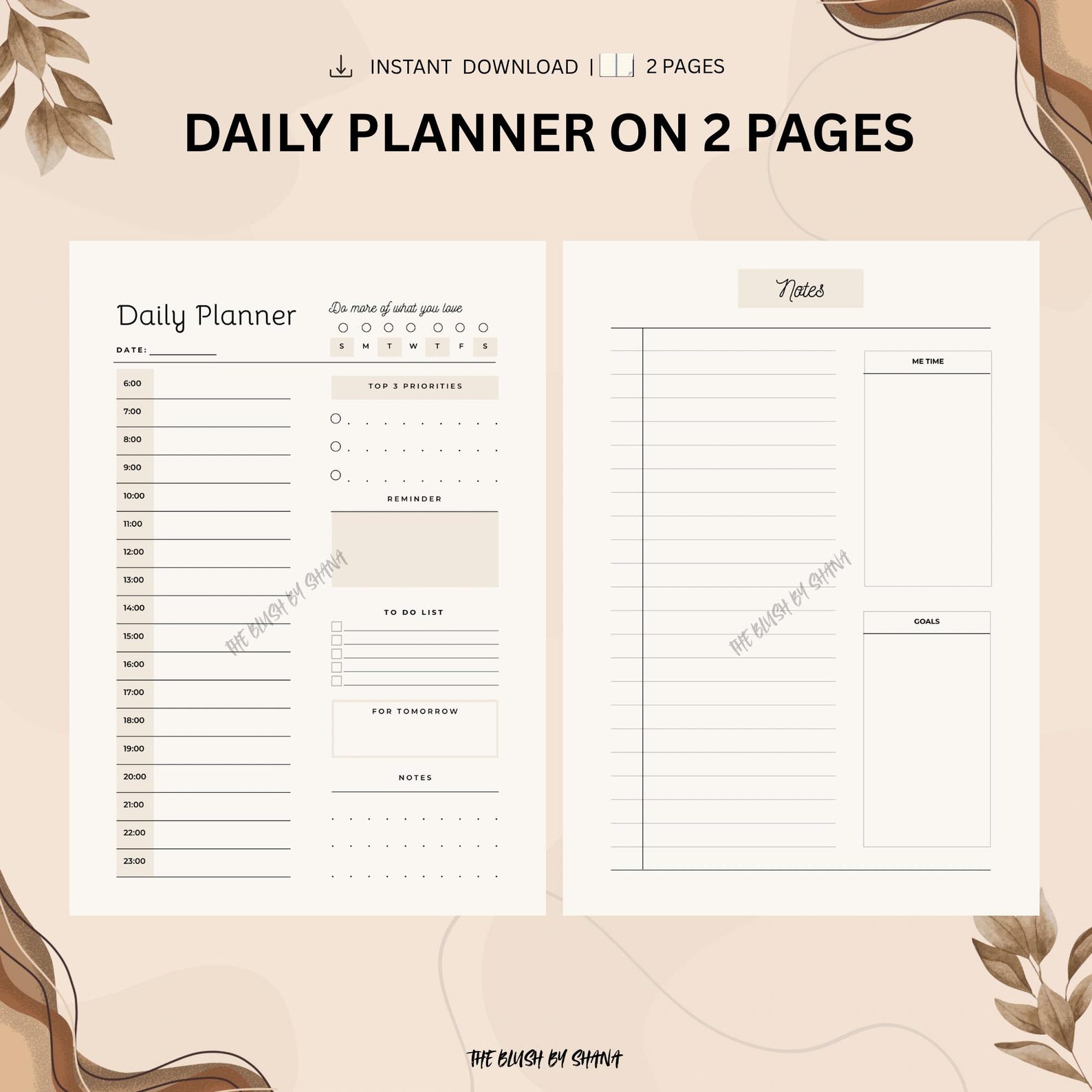 Minimalist Daily Planner Printable | Simple To-do List, Schedule ...