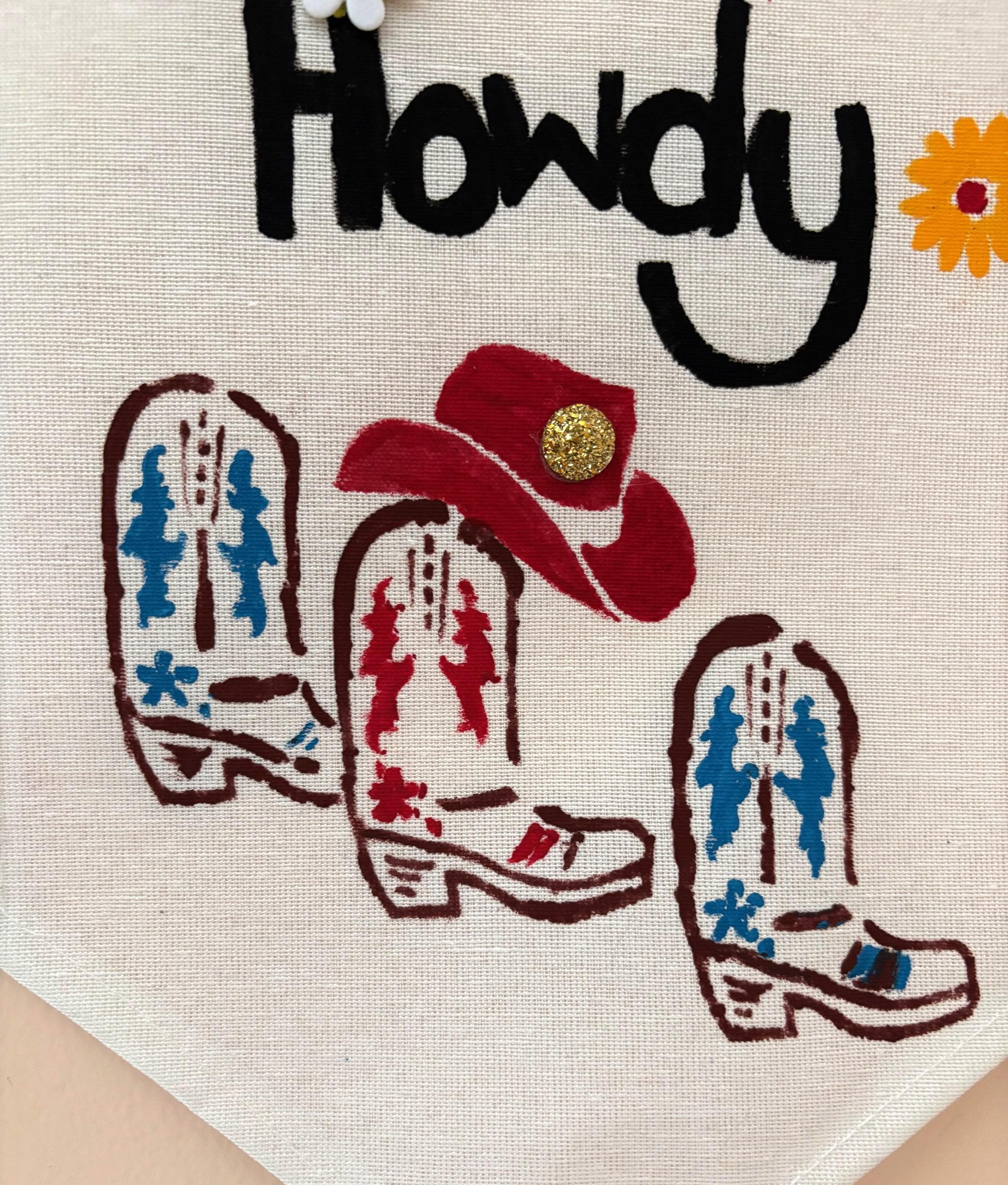 Western Canvas Flag/banner "howdy" Hand Painted - Etsy