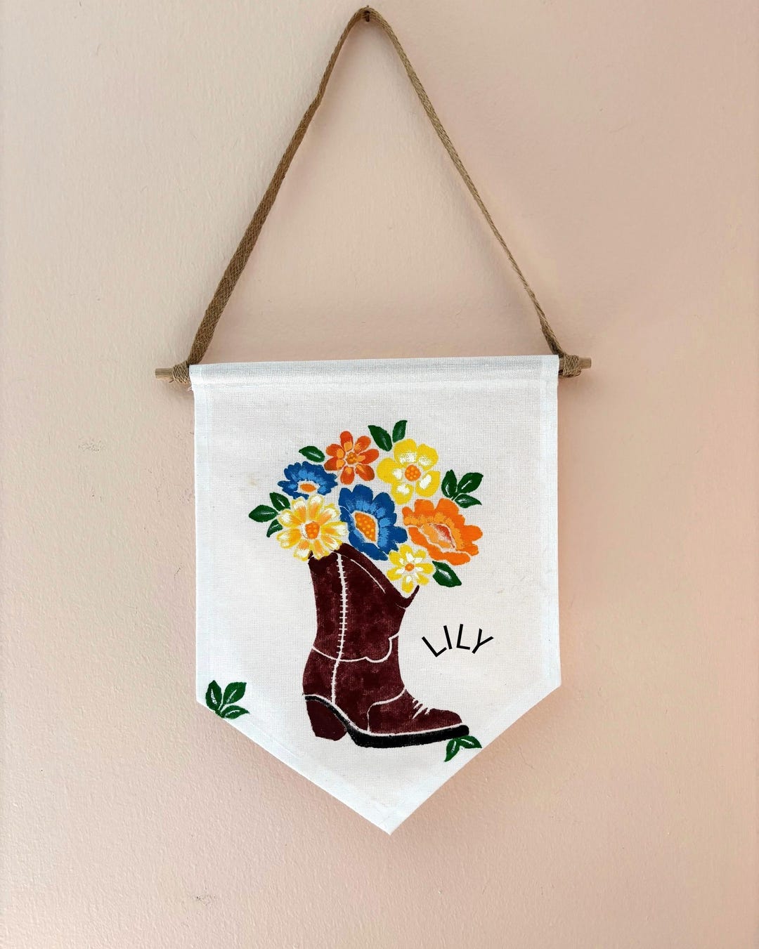 Western Banner, Boot Flag, Flower Banner, Hand Painted Banner ...