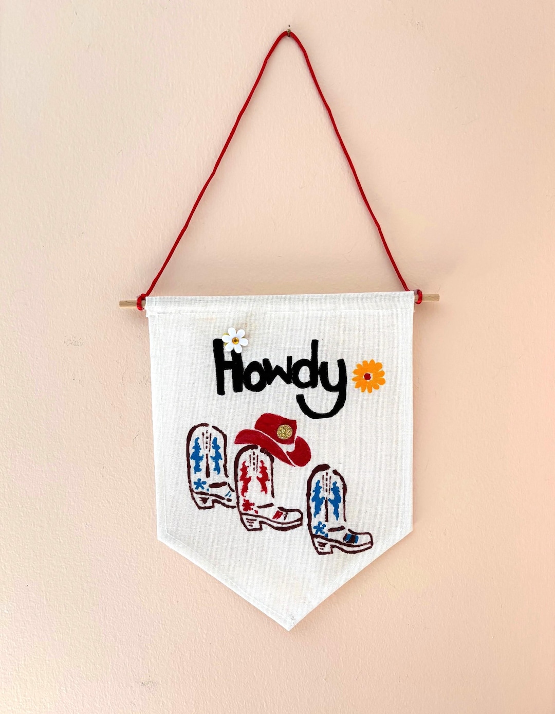Western Canvas Flag/banner "howdy" Hand Painted - Etsy