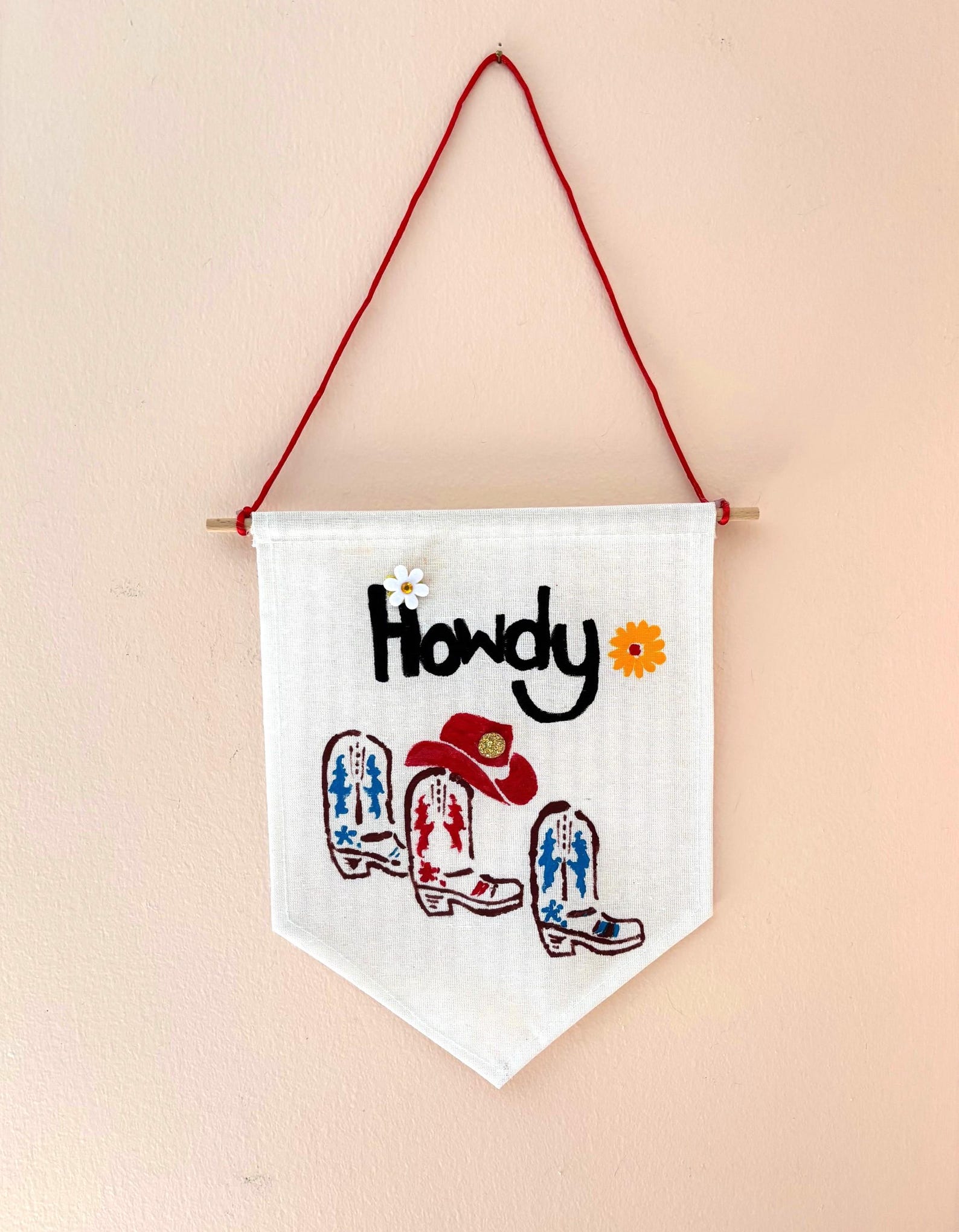 Western Canvas Flag/banner "howdy" Hand Painted - Etsy
