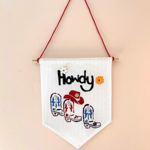 Western Canvas Flag/banner "howdy" Hand Painted - Etsy