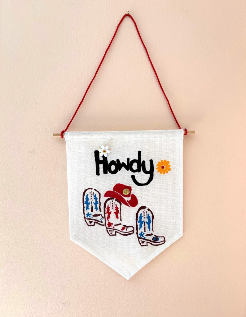 Western Canvas Flag/banner "howdy" Hand Painted - Etsy