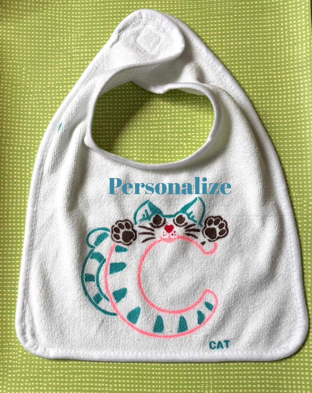 Personalized Kitty Cat Baby Bib: Hand Painted, Soft Velcro Closure - Etsy