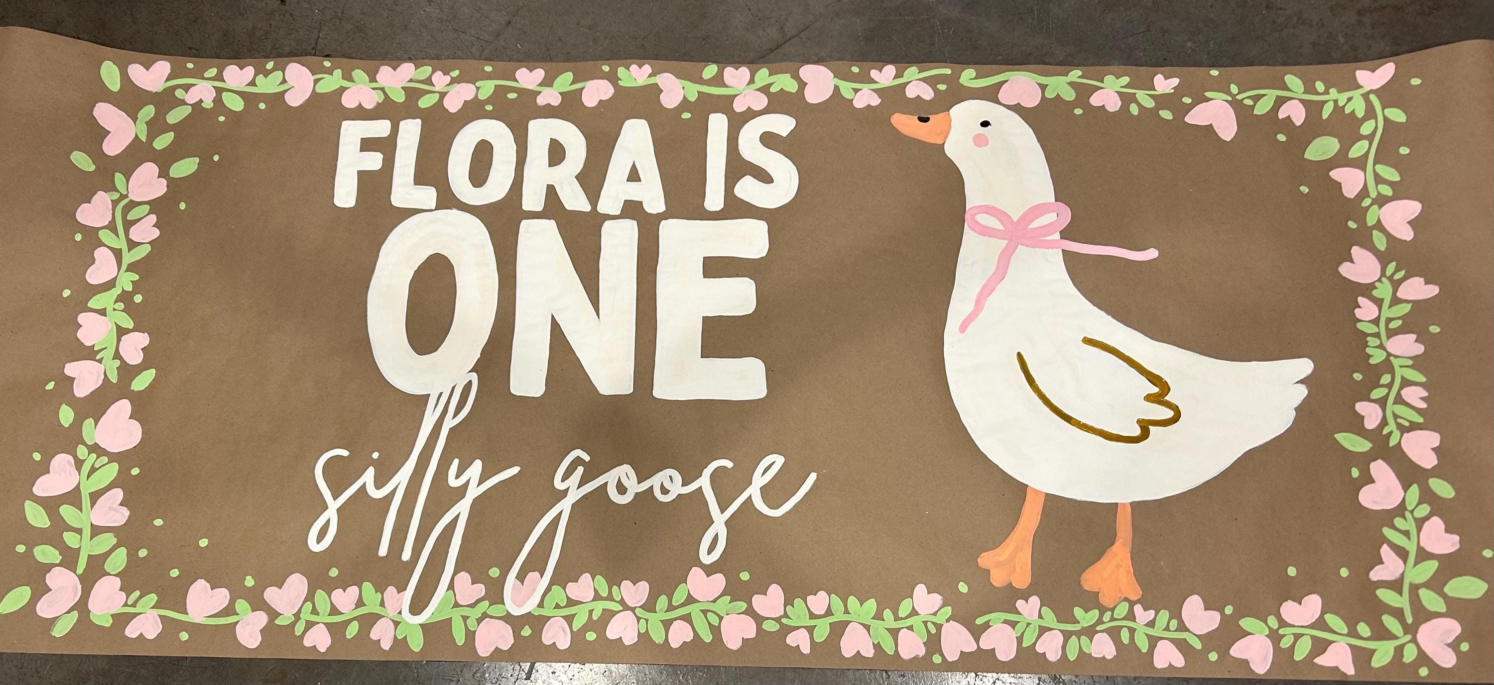 Personalized One Silly Goose First Birthday Painted Banner! - Etsy