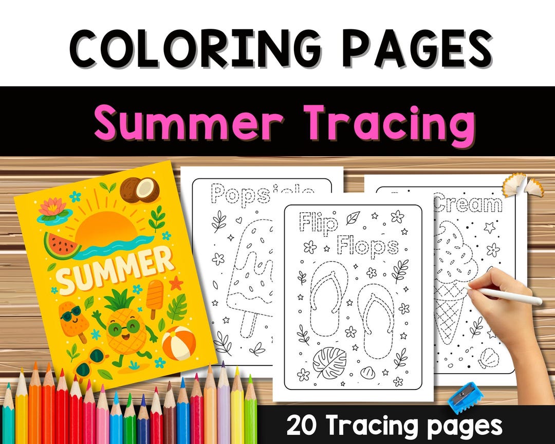 Summer Tracing Coloring Pages | Fine Motor Skill Practice | Prek-k ...