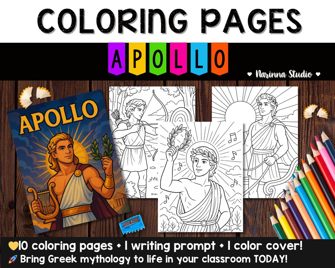Greek Gods and Goddesses Coloring Pages & Writing Prompt | Apollo ...