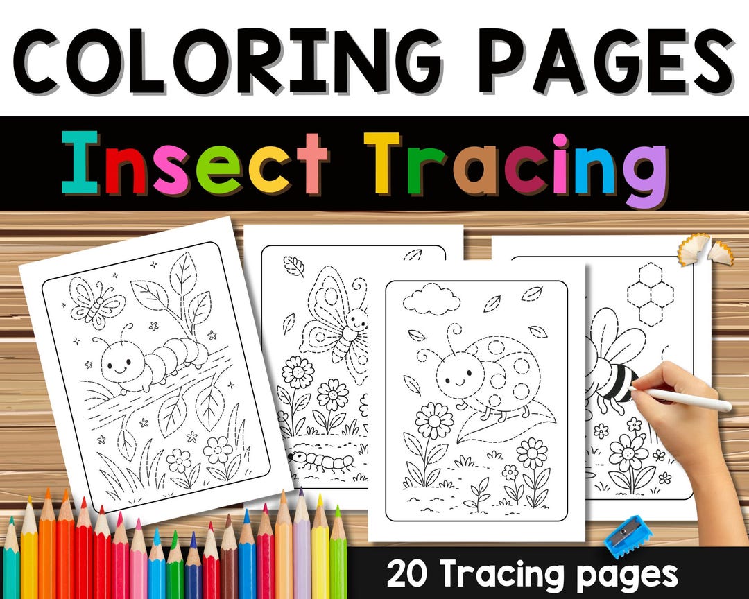 Insect Coloring Pages - Tracing and Color | Kids Printable PDF Fine ...